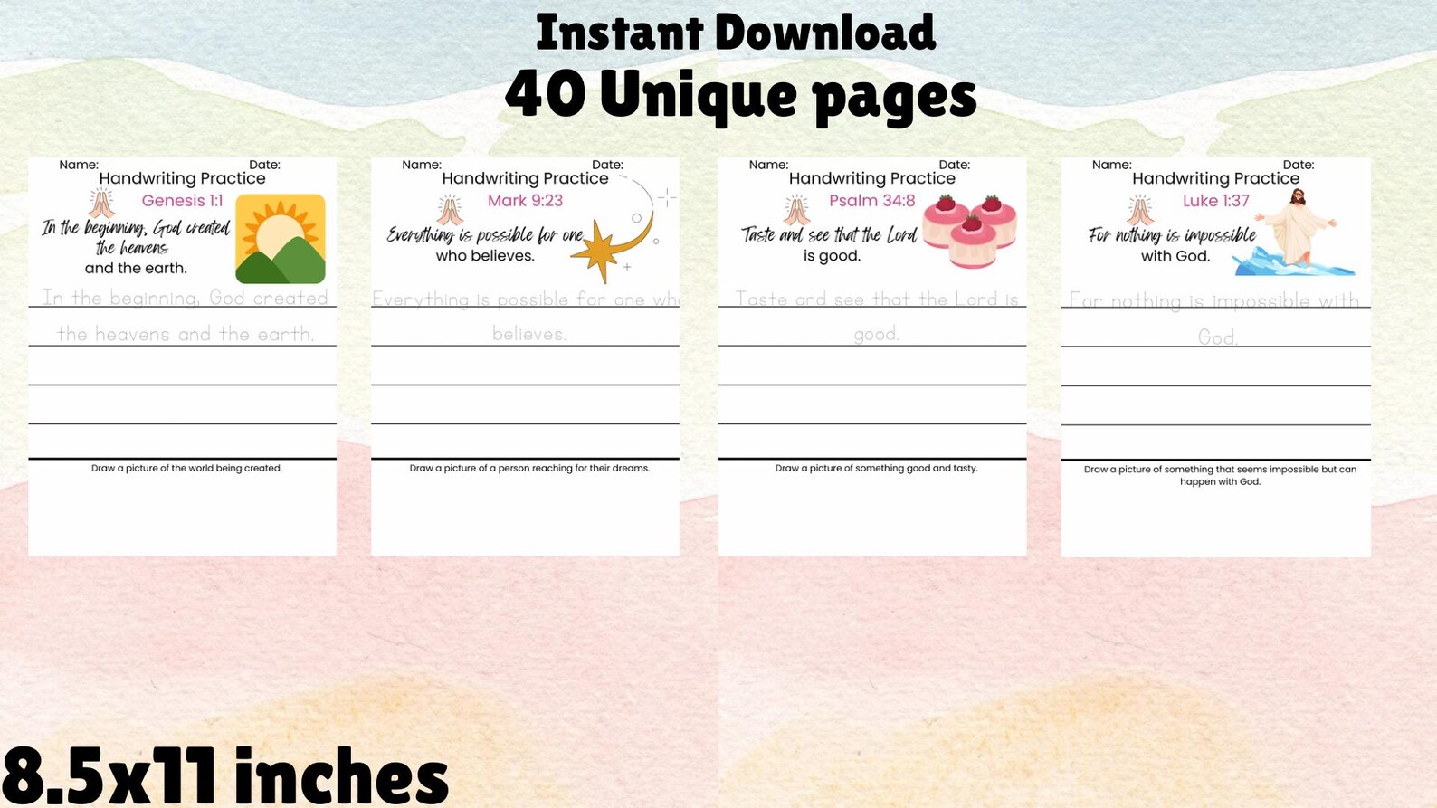 Printable Bible Verse Tracing and Drawing Activities – Perfect for ...