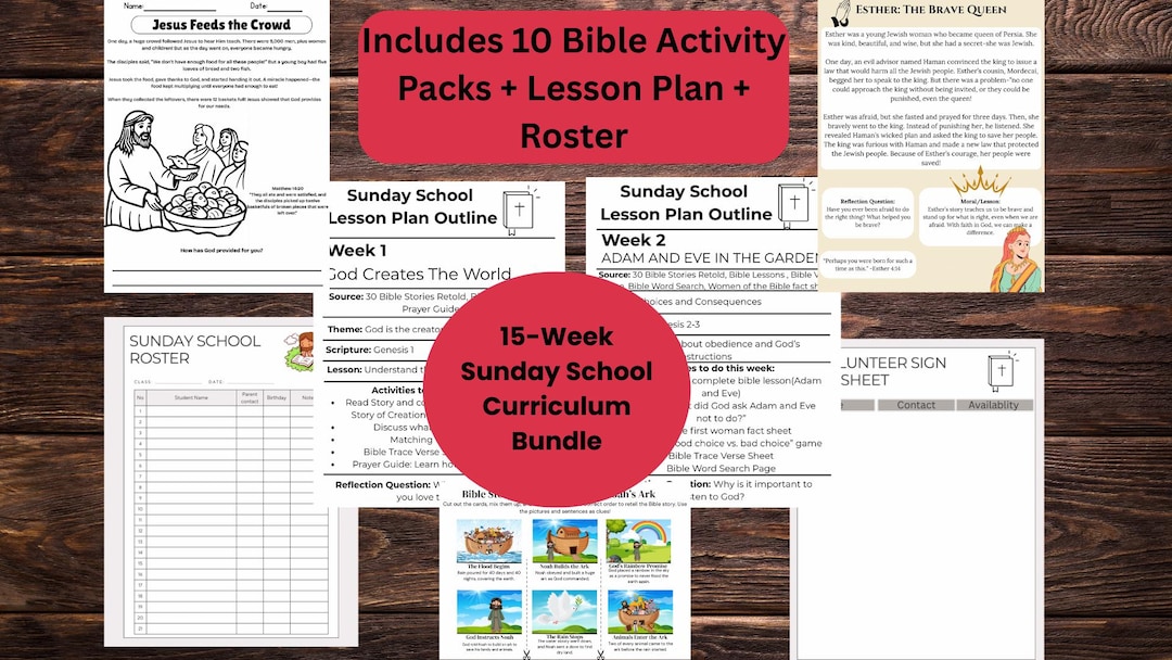 Kids Sunday School Curriculum 15 Week Bible Lesson Plan Activities ...