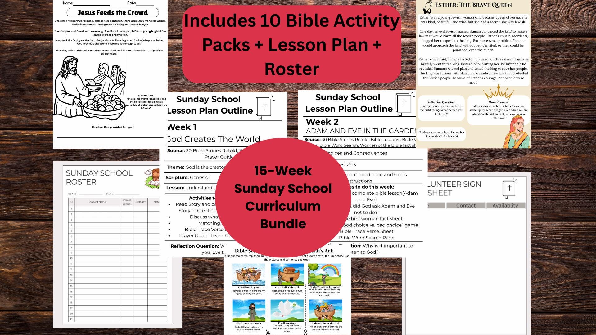 Kids Sunday School Curriculum 15 Week Bible Lesson Plan Activities ...