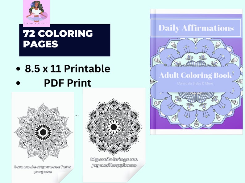 Daily Affirmation Coloring Book for Adults & Teens Mindful, Stress ...
