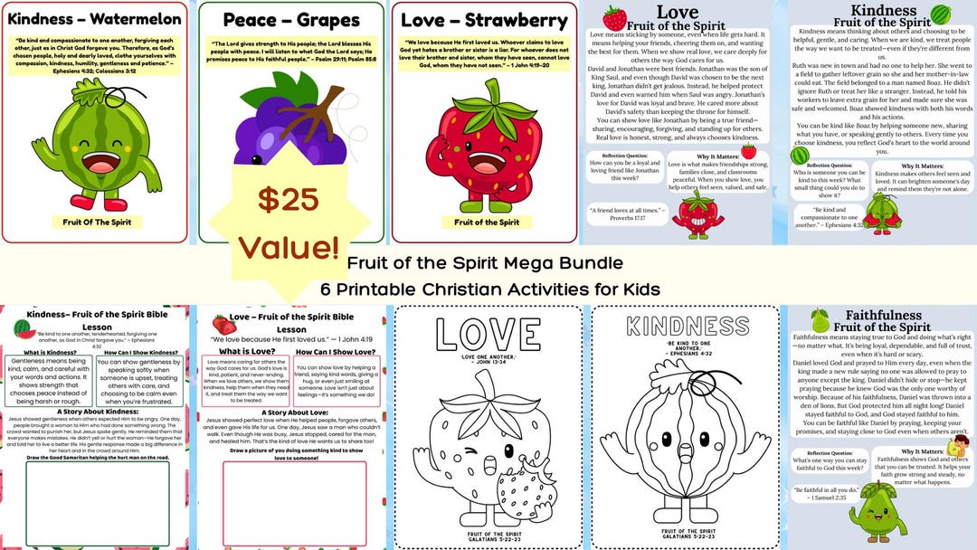 Fruit of the Spirit Mega Bundle 6 Printable Christian Activities for ...
