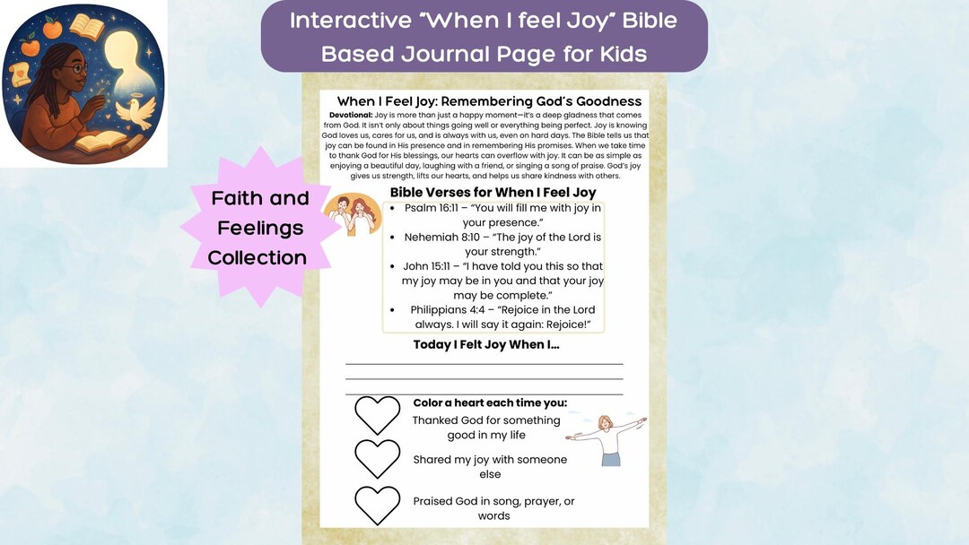 Christian Joy Journal Page Printable Bible Verse Devotional Worksheet ...