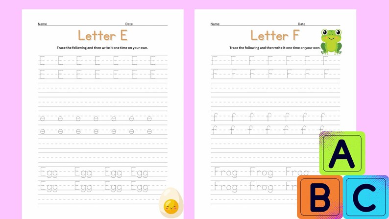 ABC Tracing Practice for Kids Educational Worksheets Fun Learning ...