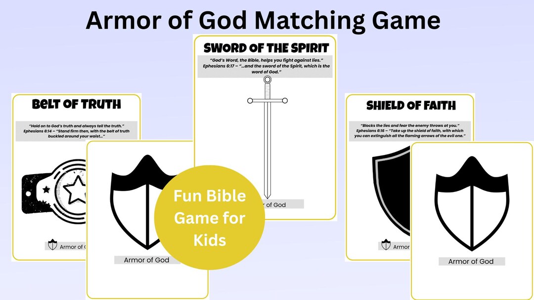Armor of God Matching Game for Kids – Bible Verse Memory Cards ...