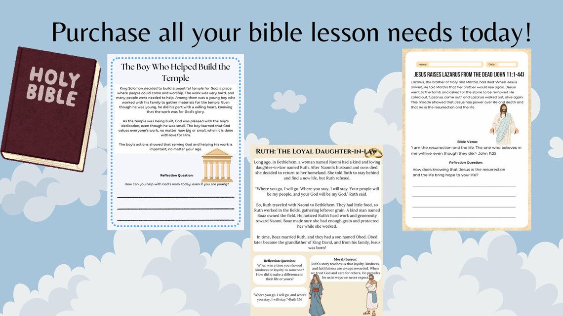 Mega Bible Lesson Bundle 79 Pages Bible Stories for Kids Printable ...
