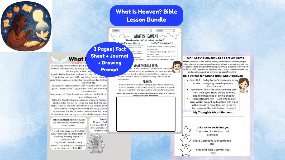 What is Heaven Bible Activity Pack for Kids Fact Sheet Journal Page and ...