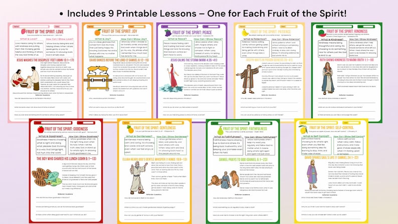 Fruit of the Spirit Bible Lessons for Kids Christian Printable ...