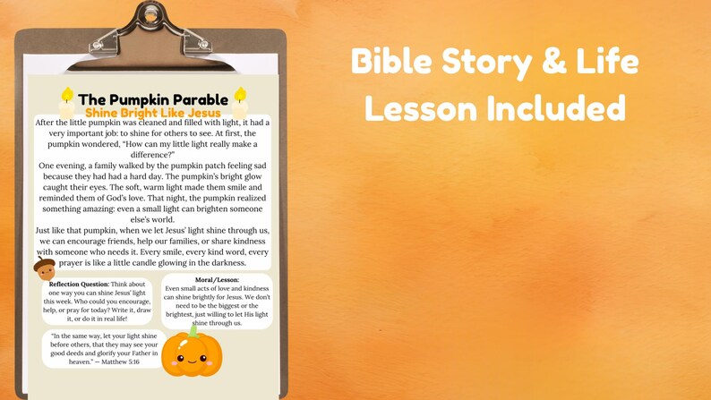 Pumpkin Parable Shine Bright Like Jesus Fall Bible Lesson Bundle Kids ...