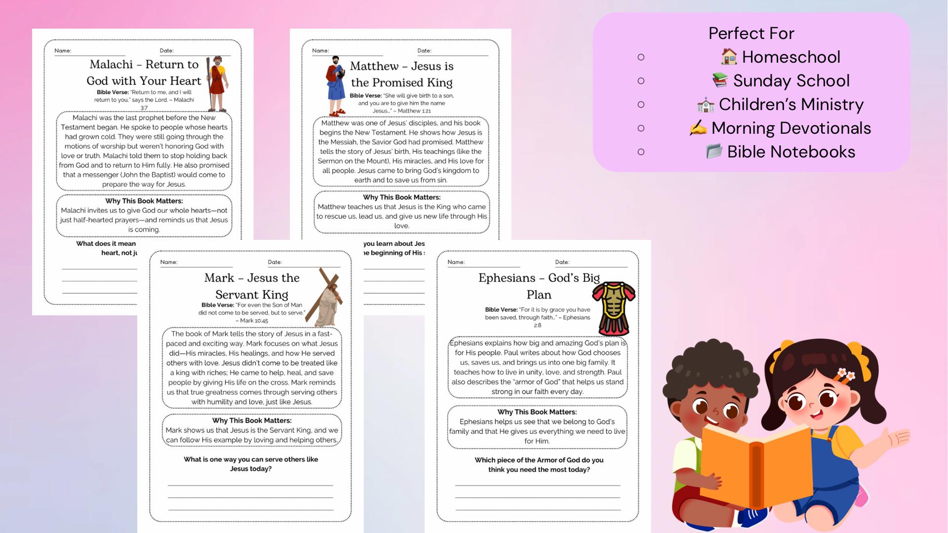 Books of the Bible Lessons for Kids Printable 66 Bible Study Pages With ...