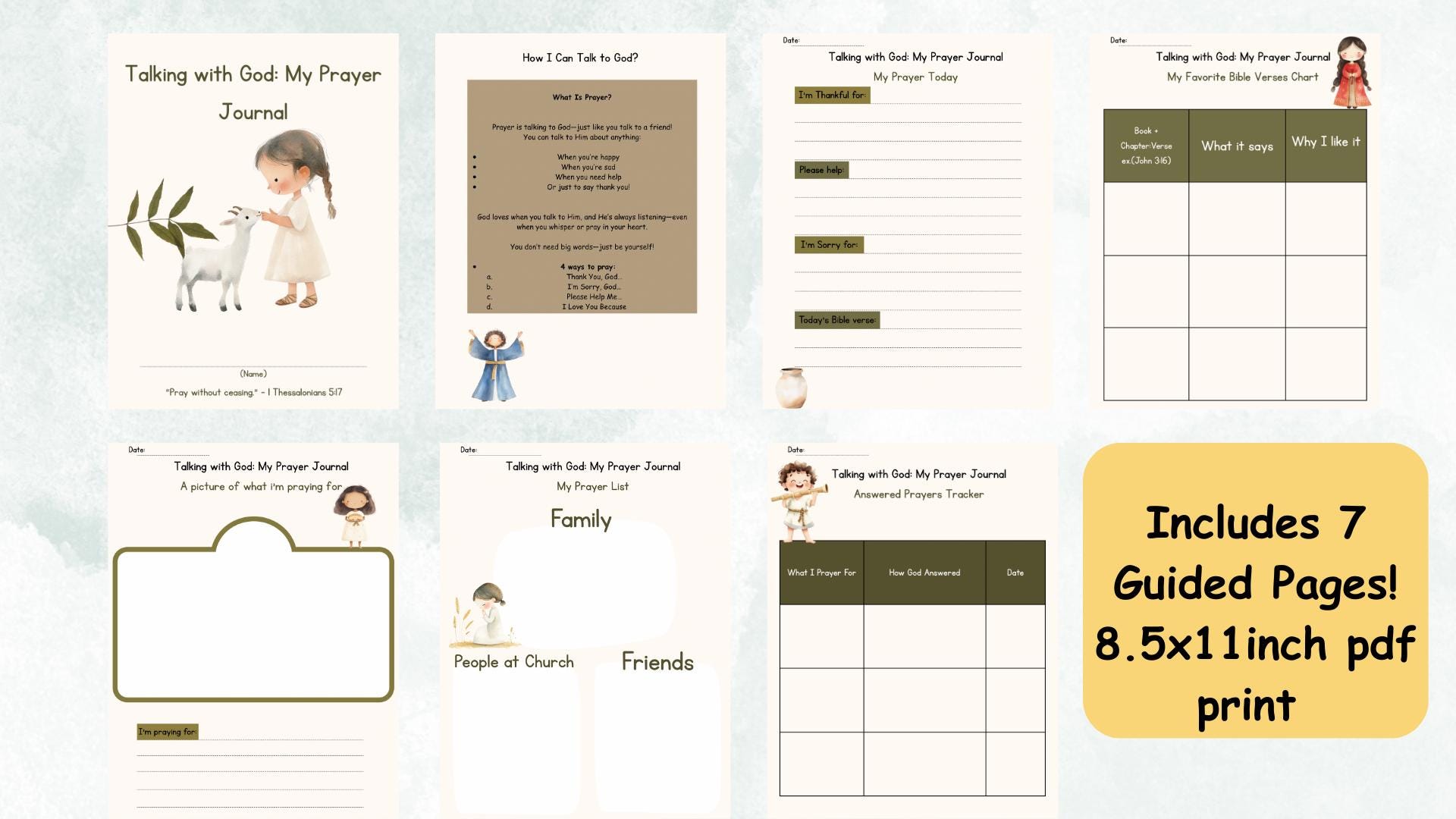 Kids Prayer Journal Printable – Bible-based Prayer Pages for Children ...