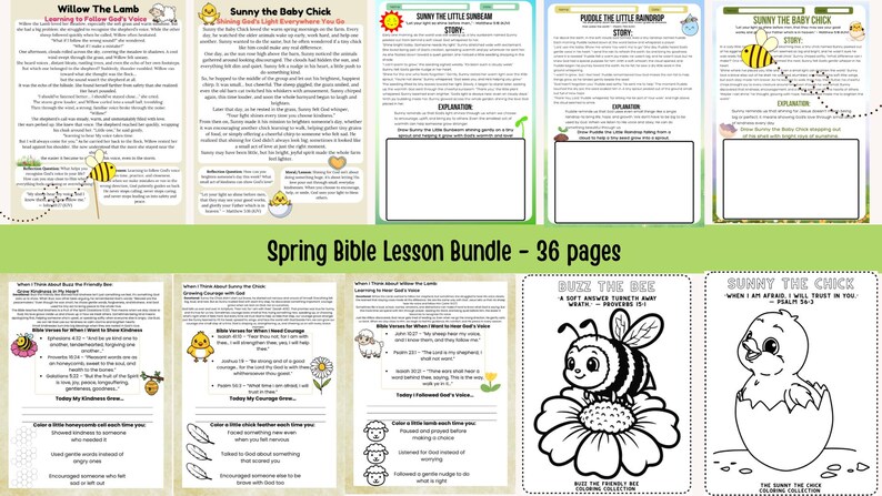 Spring Bible Lesson Mega Bundle for Kids Christian Drawing Prompts ...