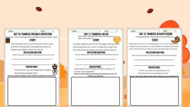12 Days of Gratitude Fall Bible Lessons for Kids Printable Thanksgiving ...