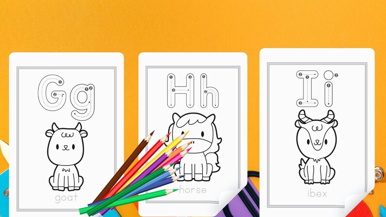 Animal Alphabet Tracing and Coloring Pages Educational Printable ...