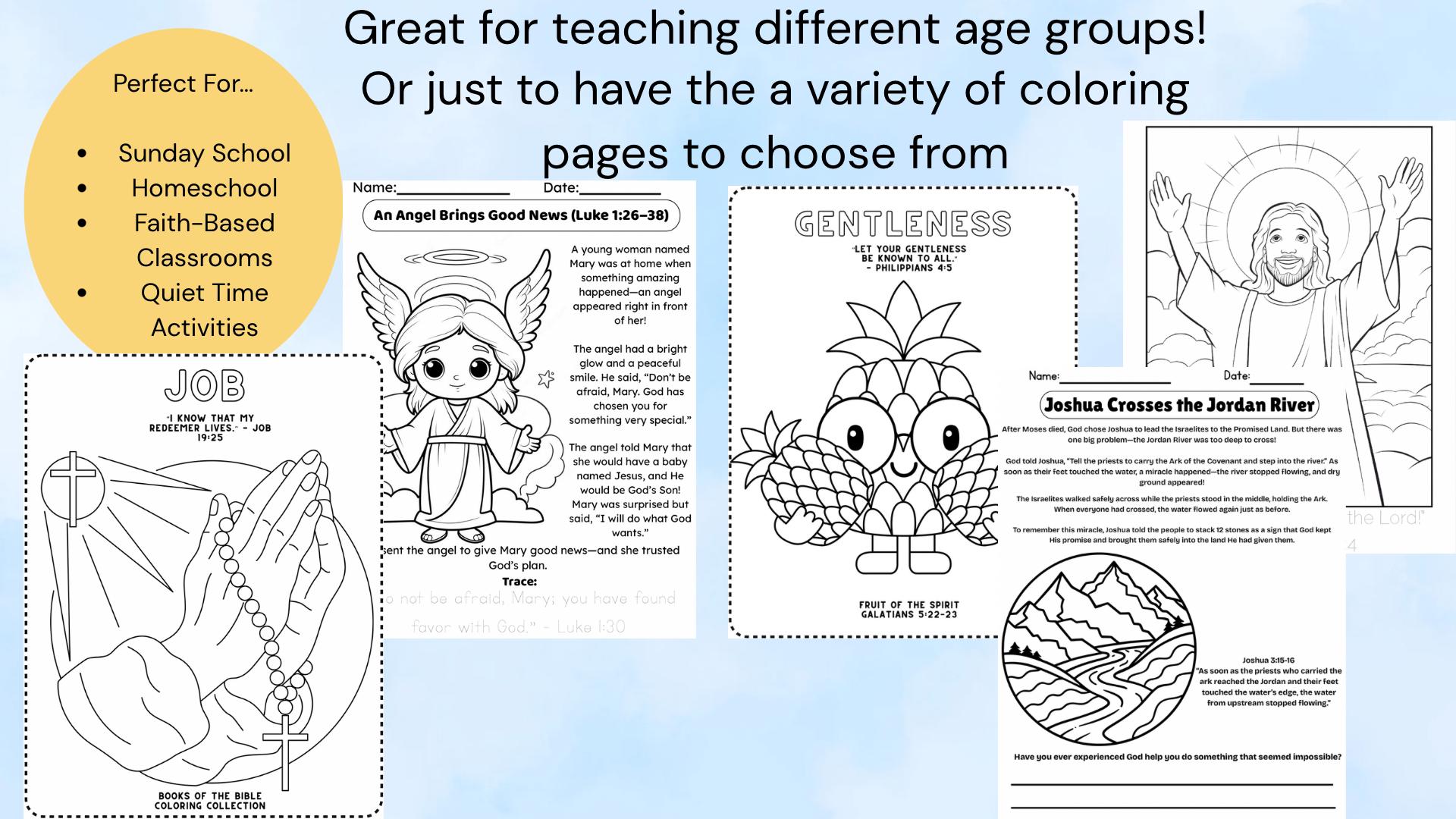 Bible Coloring Pages for Kids Mega Bundle – 69 Printable Christian ...