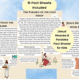 Jesus Parables and Miracles Fact Sheets for Kids Bible Lessons Sunday ...
