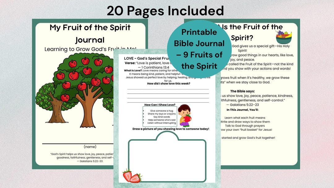 Fruit of the Spirit Journal for Kids Bible Based Printable Devotional ...
