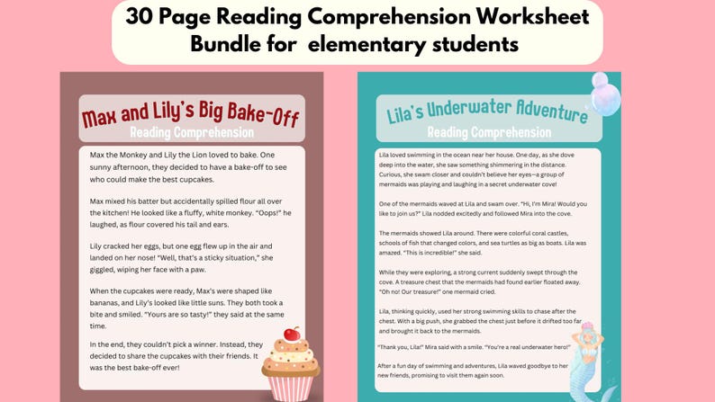 Reading Comprehension Printable Bundle 1st-3rd Grade Homeschool and ...