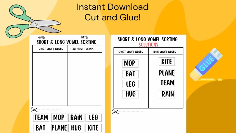Phonics Sorting Activity | Short & Long Vowel Words Worksheet for Kids ...