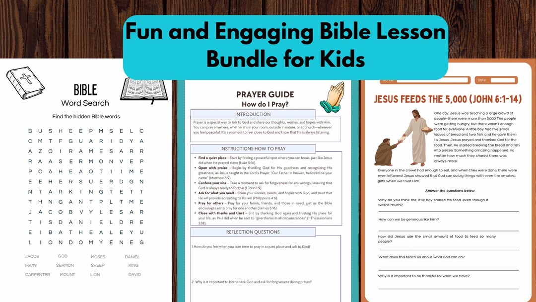 Fun Engaging Bible Lesson Bundle for Kids | Word Search, Bible Study ...