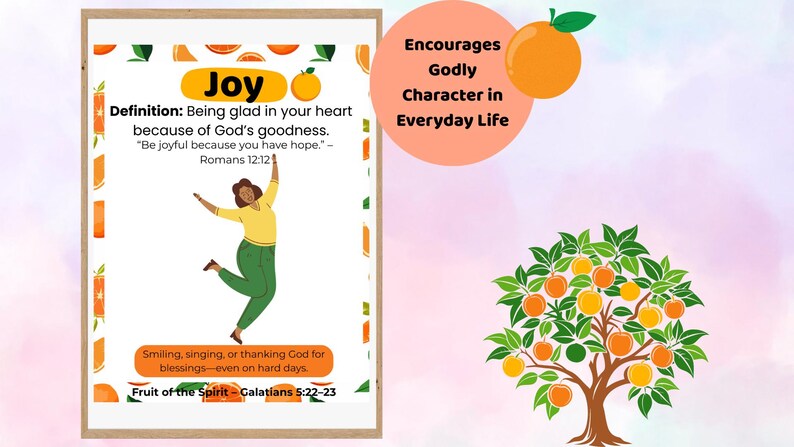 Fruit of the Spirit Posters for Kids – Bible Verse Wall Art, Christian ...