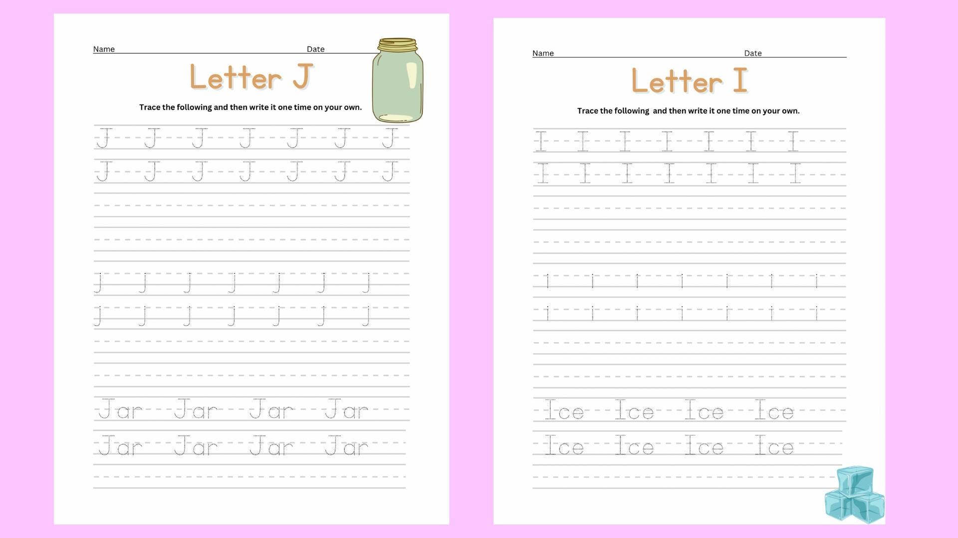 ABC Tracing Practice for Kids Educational Worksheets Fun Learning ...