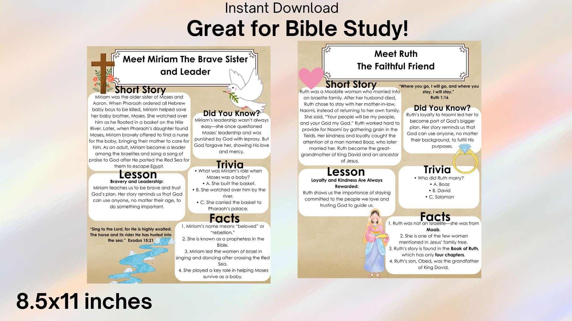 People of the Bible Fact Sheets Printable Bible Study Resources for ...