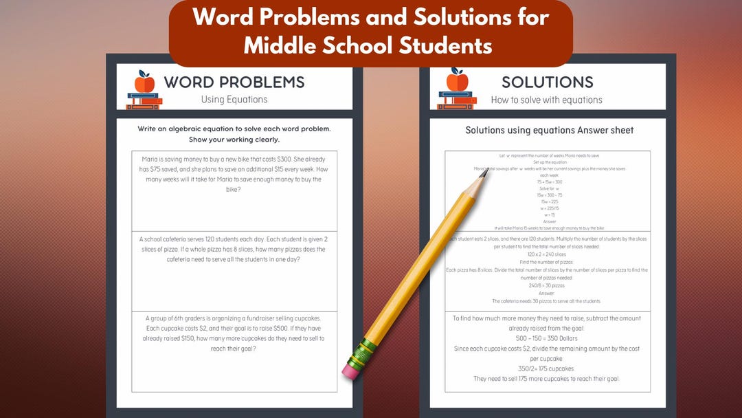 Math Word Problem Practice for Middle School: 30 Pages With Answers ...