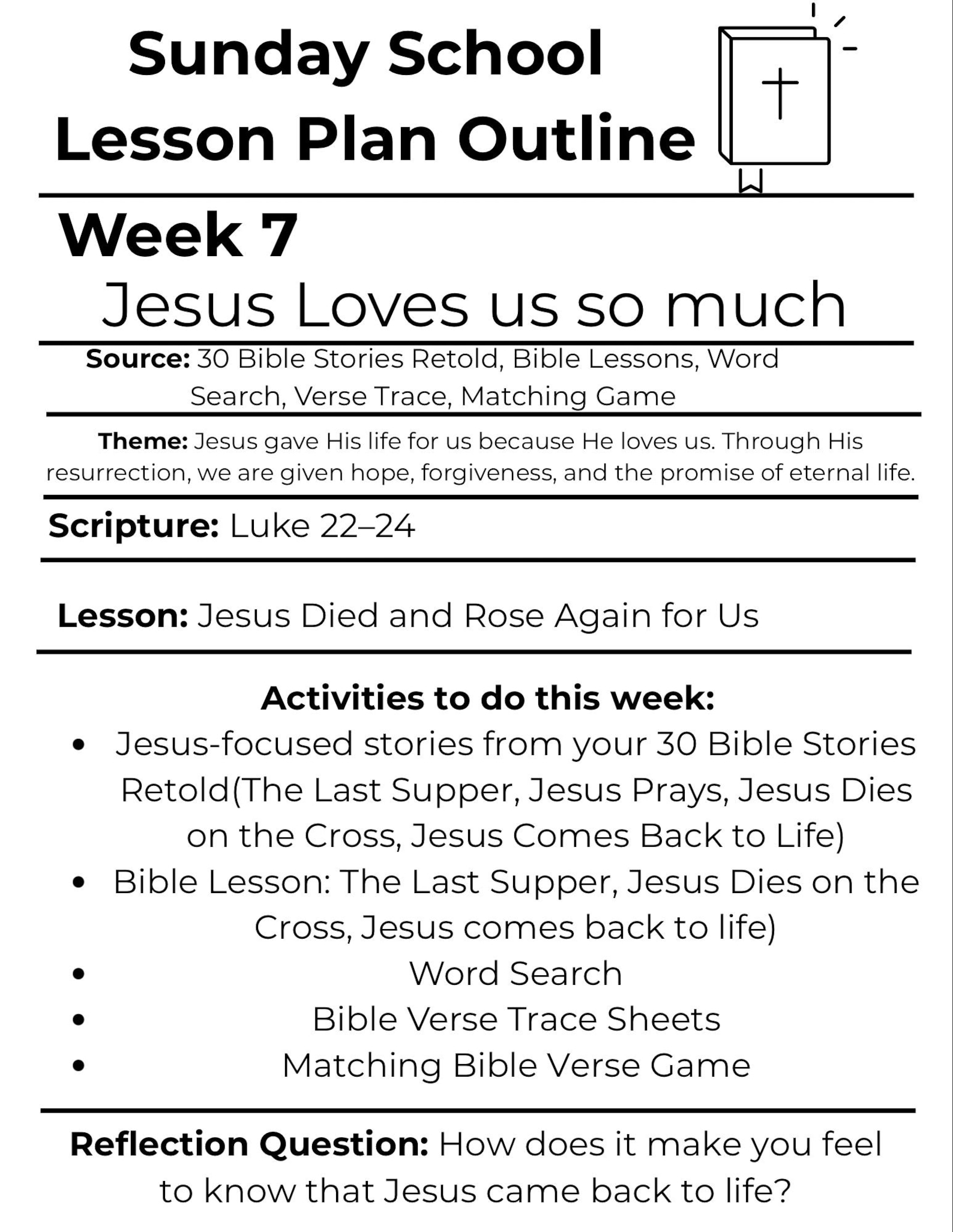Kids Sunday School Curriculum 15 Week Bible Lesson Plan Activities ...