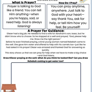 What is Prayer Bible Lesson for Kids Printable PDF Christian Activity ...