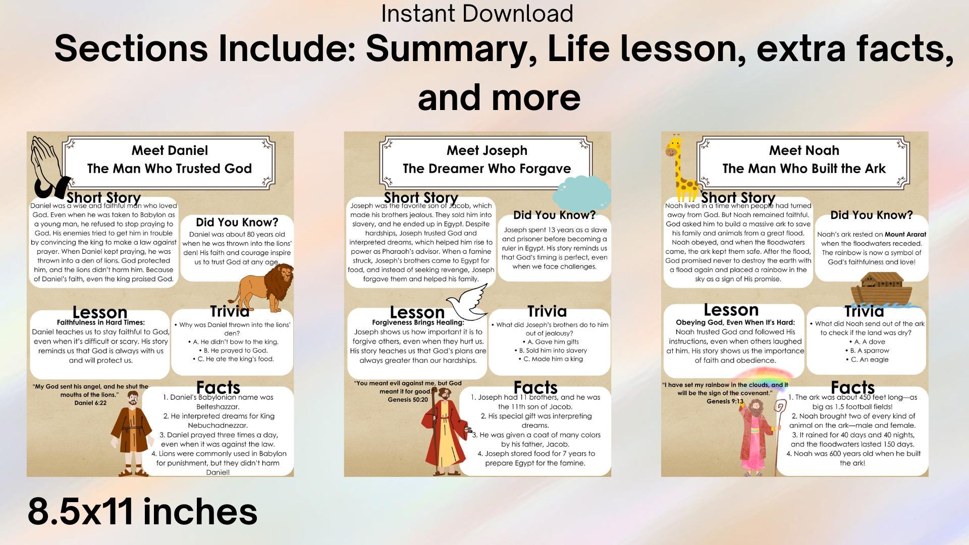 People of the Bible Fact Sheets Printable Bible Study Resources for ...