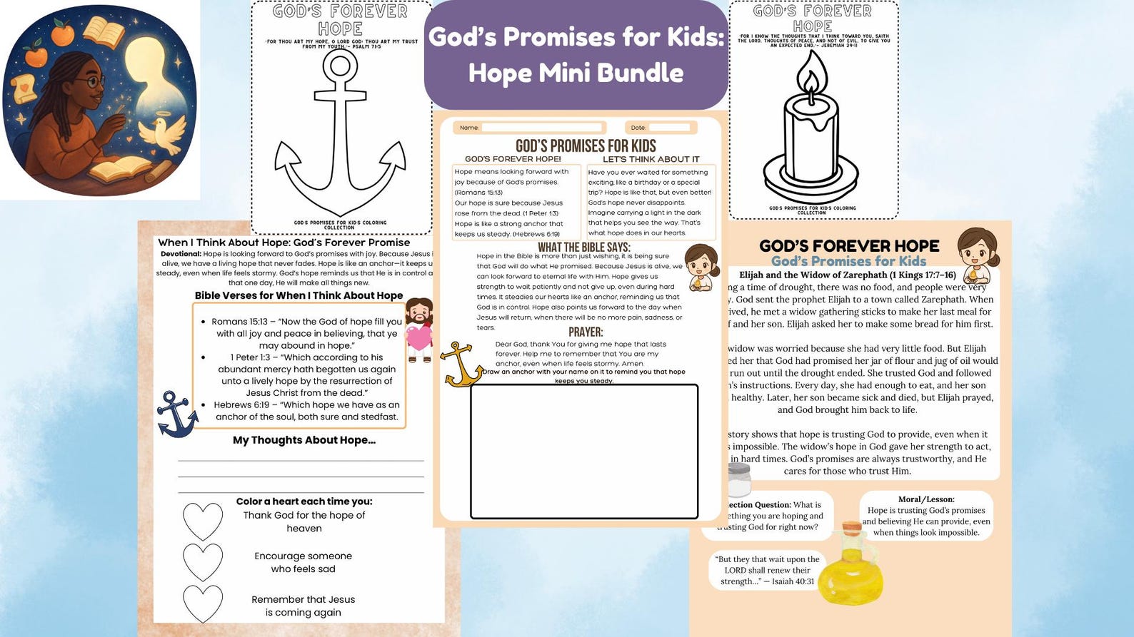 Gods Promises for Kids Hope Mini Bundle Bible Lessons Coloring Pages ...