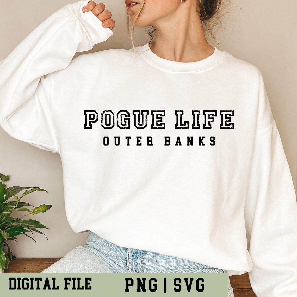 Pogue Life SVG, Outer Banks PNG, OBX, Distressed Collegiate Varsity ...