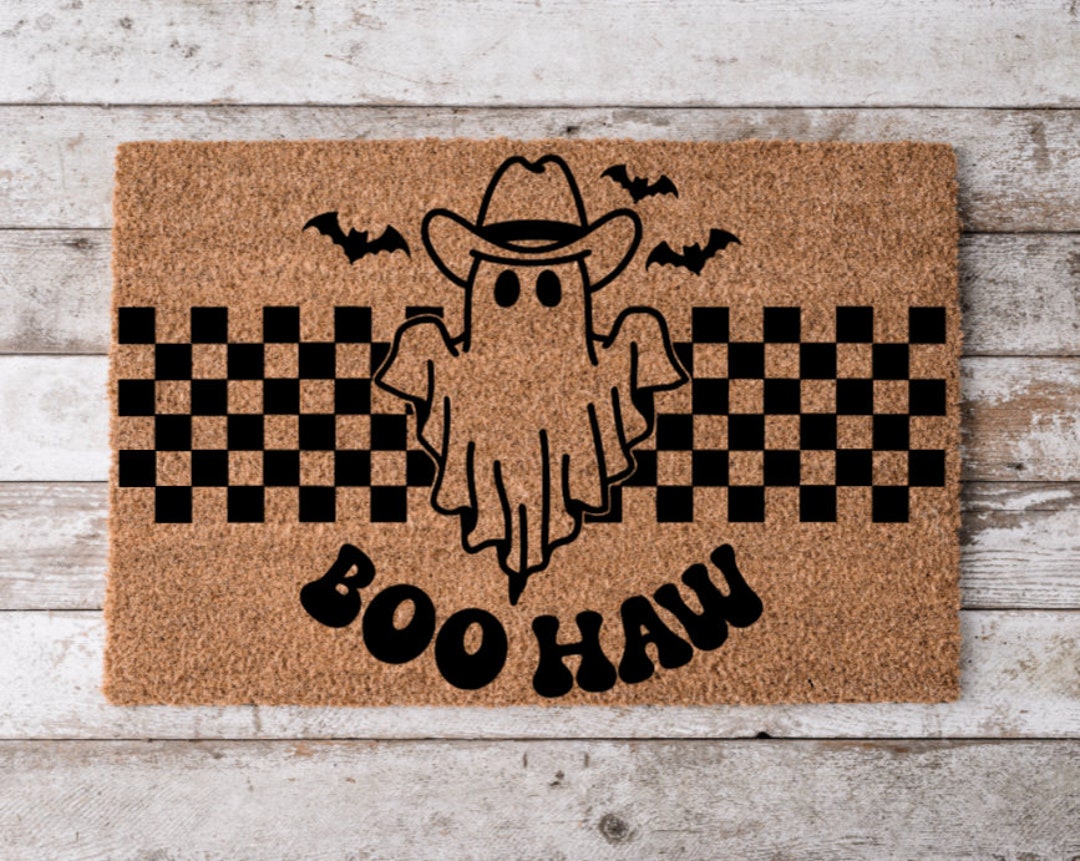 Cowboy Ghost / BOO HAW / Spooky Cute / Halloween Doormat - Etsy