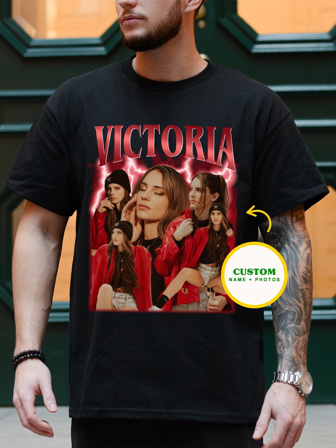 CUSTOM Rap Tee Bootleg Boyfriend Shirt, Personalized Insert Your Photo ...