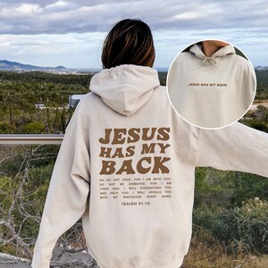 Jesus Has My Back Hoodie, Words on Back Aesthetic Christian Apparel ...