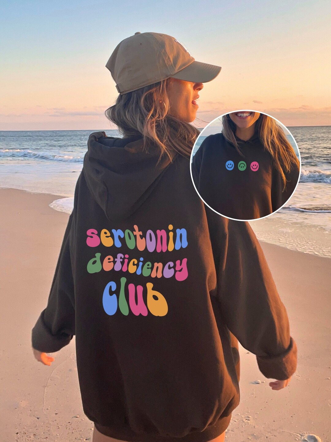 Serotonin Deficiency Club Hoodie, Trendy Affirmation Mental Health ...