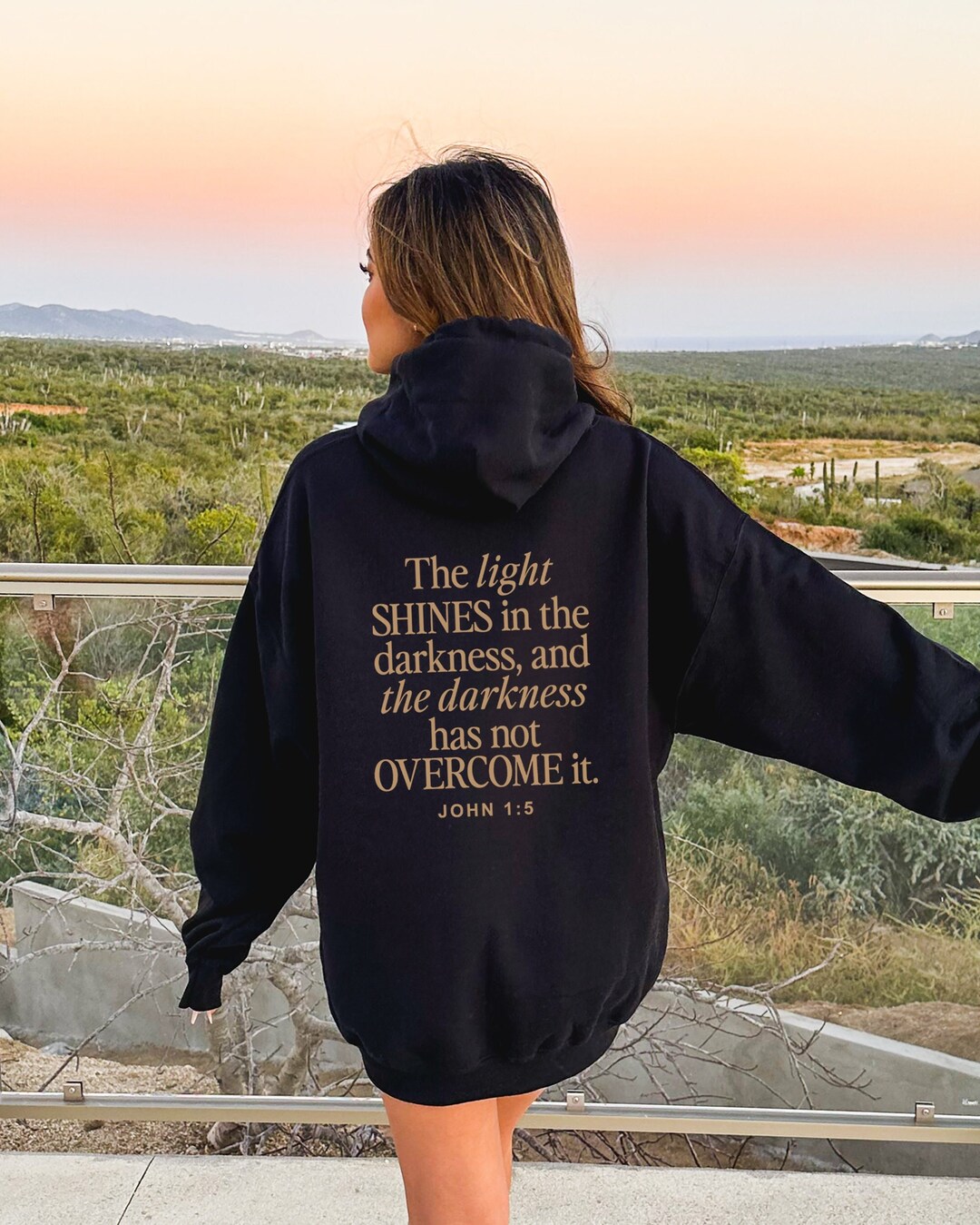 The Light Shines Hoodie, Scriptural Bible Verse Sweater, Christianity ...