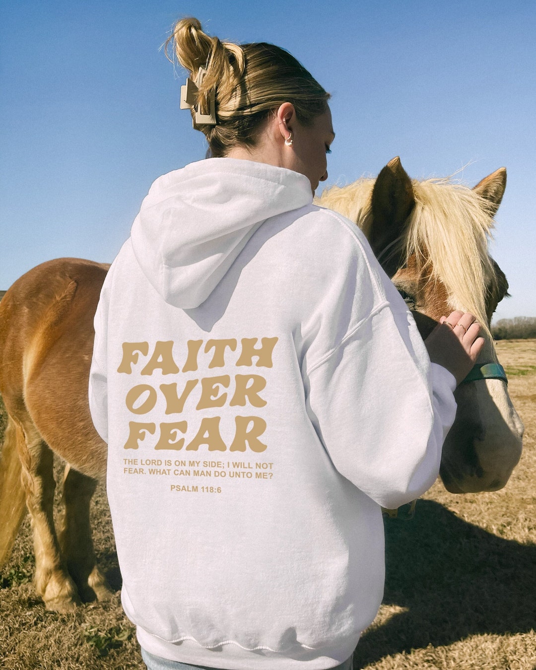 Faith Over Fear Hoodie, Bible Verse Sweatshirt, Trendy Christian ...