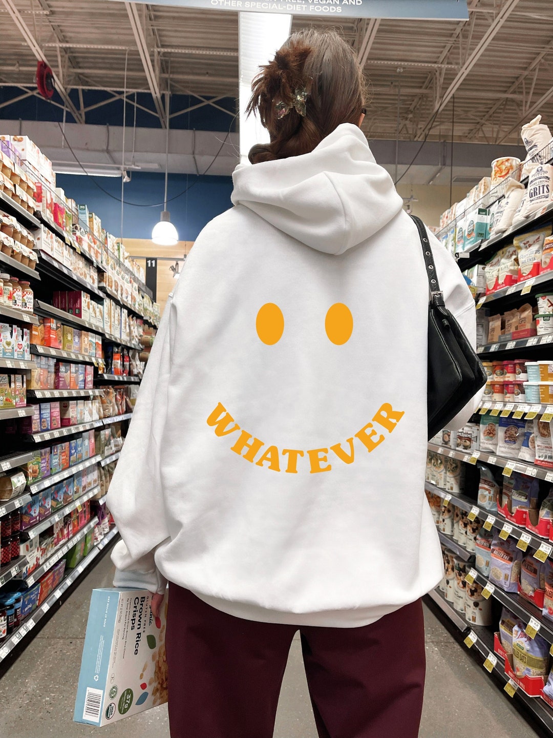 Whatever Smiley Face Hoodie, Trendy Summer Sweatshirt, Aesthetic ...