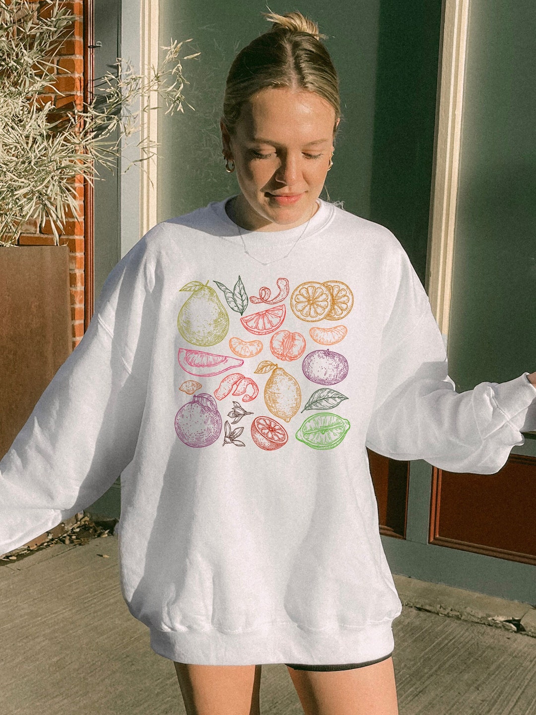 Citrus Fruits Crewneck Sweatshirt, Gifts for Foodies, Trendy Aesthetics ...