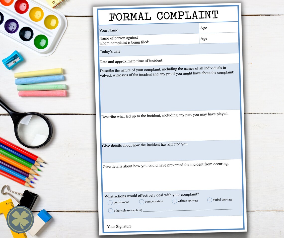 Formal Complaint Form (for Arguing Children!) - Etsy