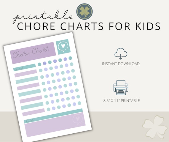 Printable Tween Chore Chart for Kids Responsibility Chart | Etsy