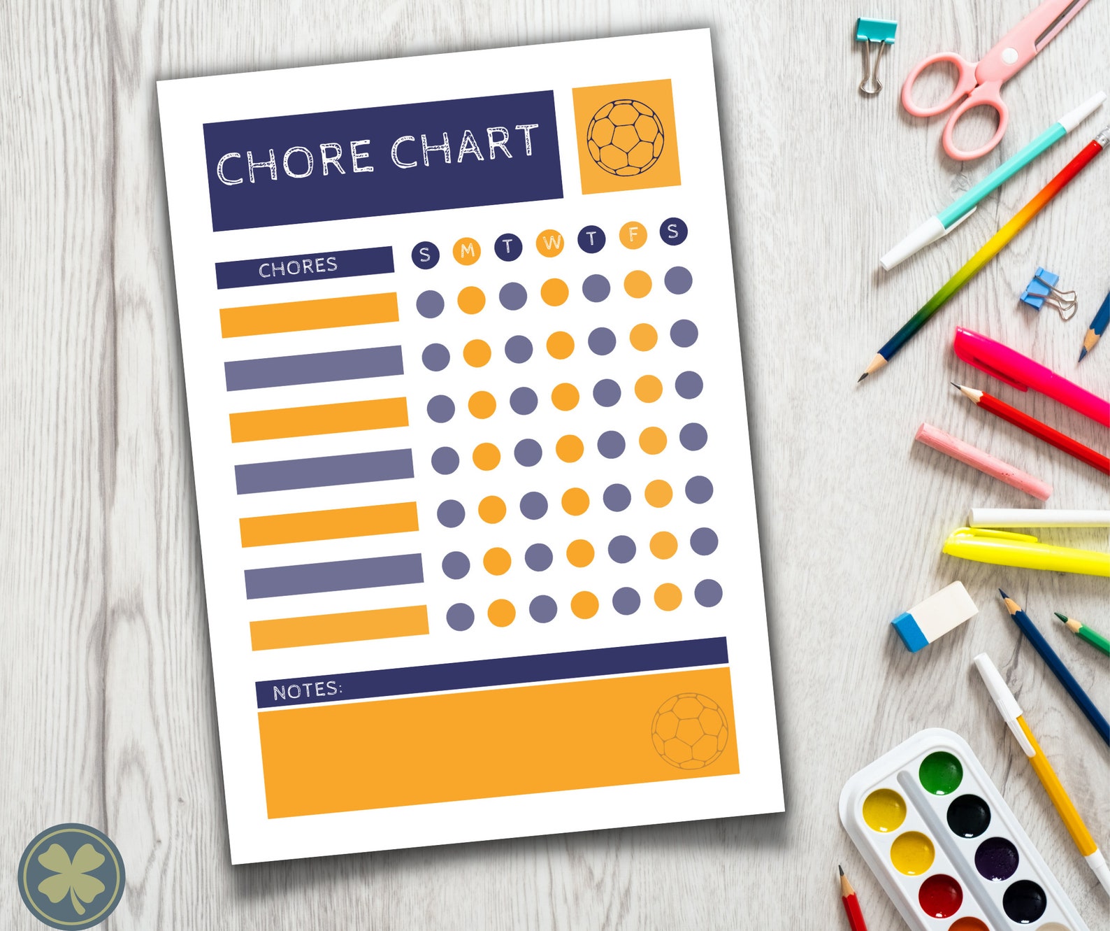 Printable Soccer Chore Chart for Kids, Responsibility Chart Printable ...