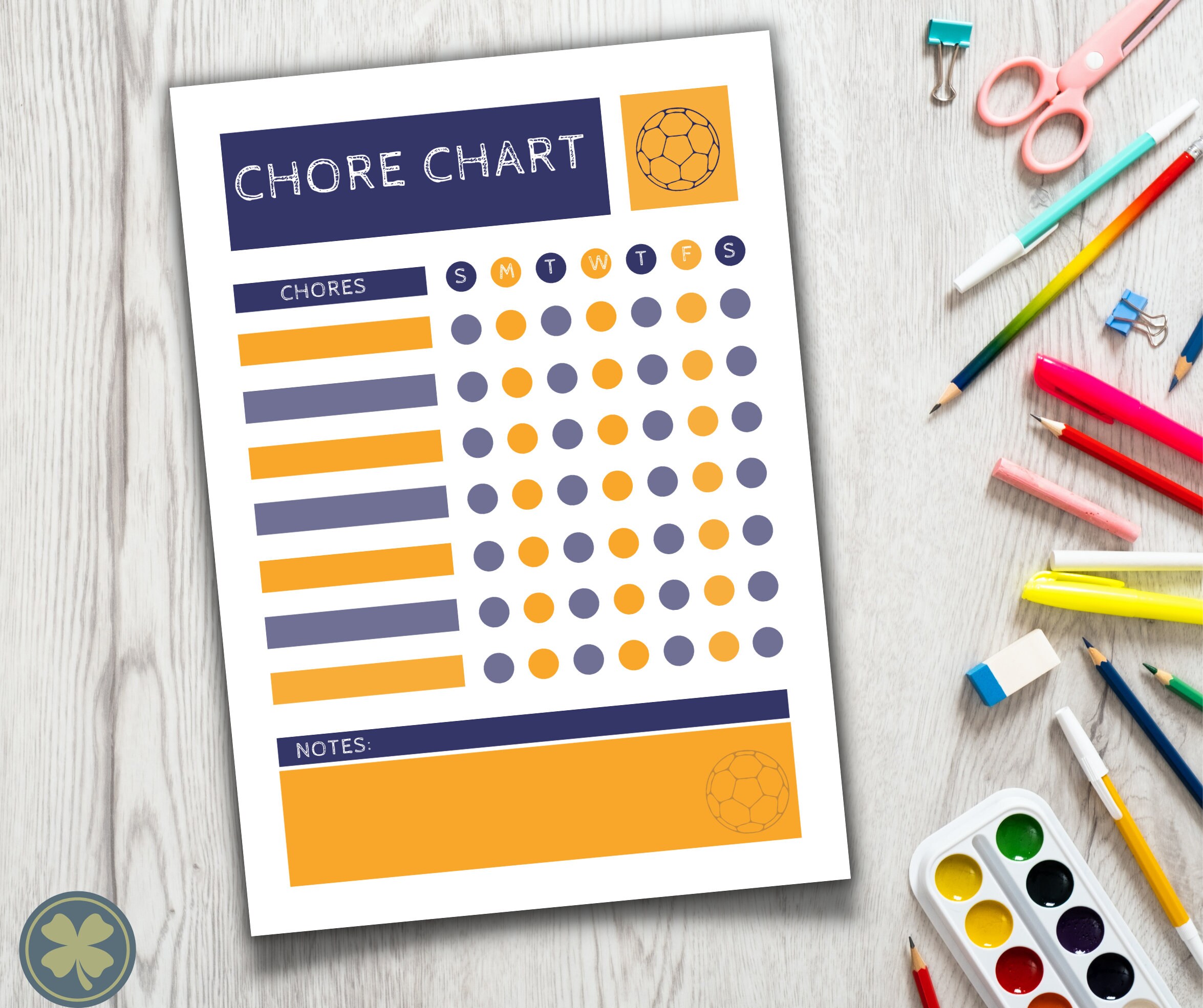Printable Soccer Chore Chart for Kids, Responsibility Chart Printable ...
