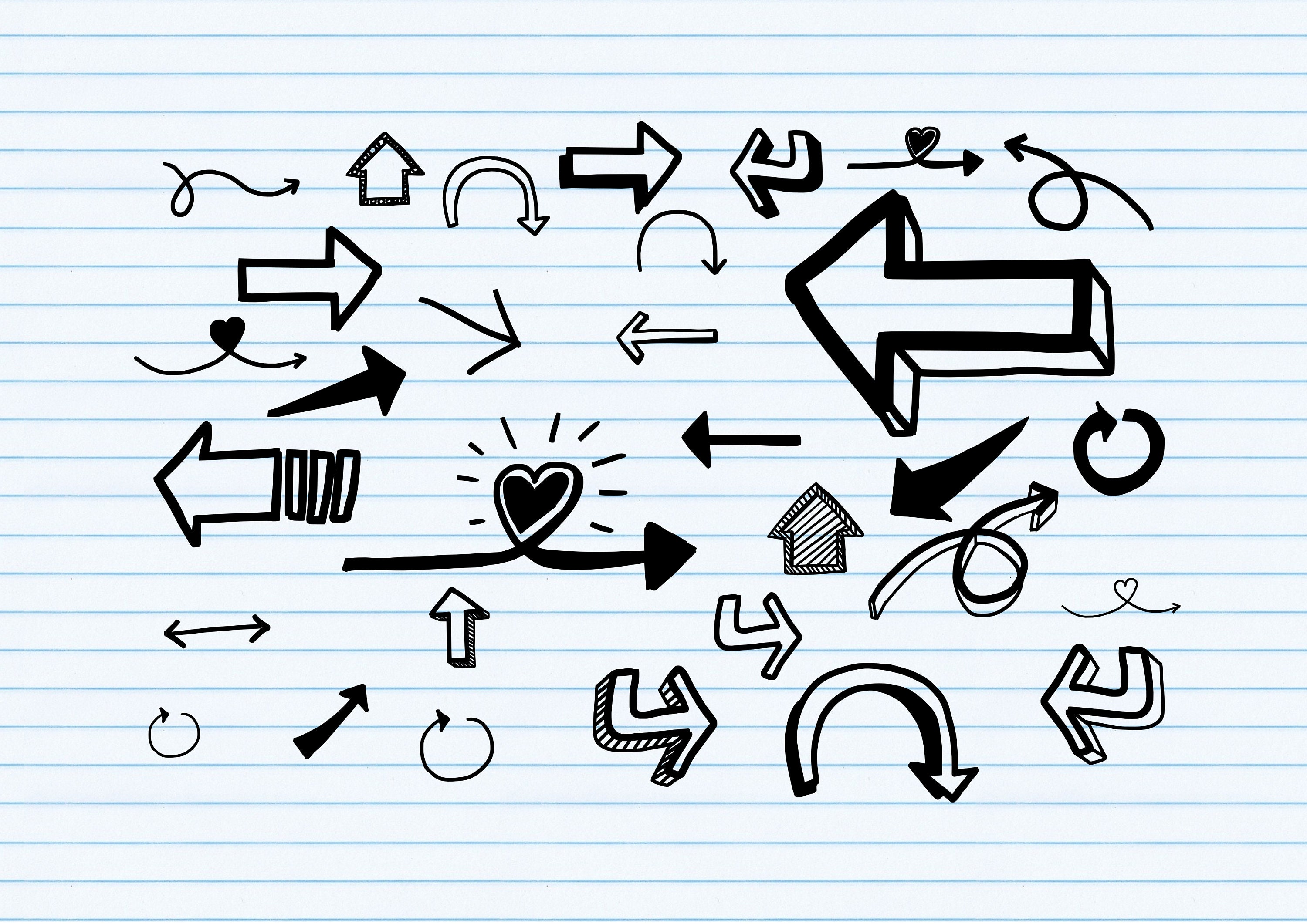 Hand Drawn Arrows Clipart Svg Eps Png Vector - Etsy