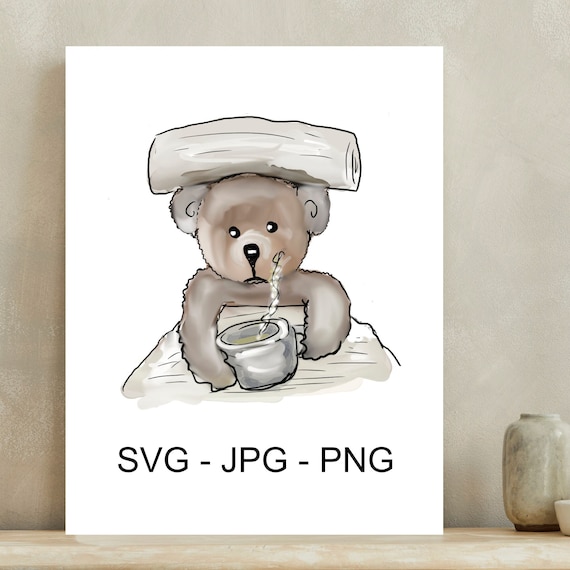 Poorly Cute Teddy Bear Drawing PNG JPG SVG - Etsy