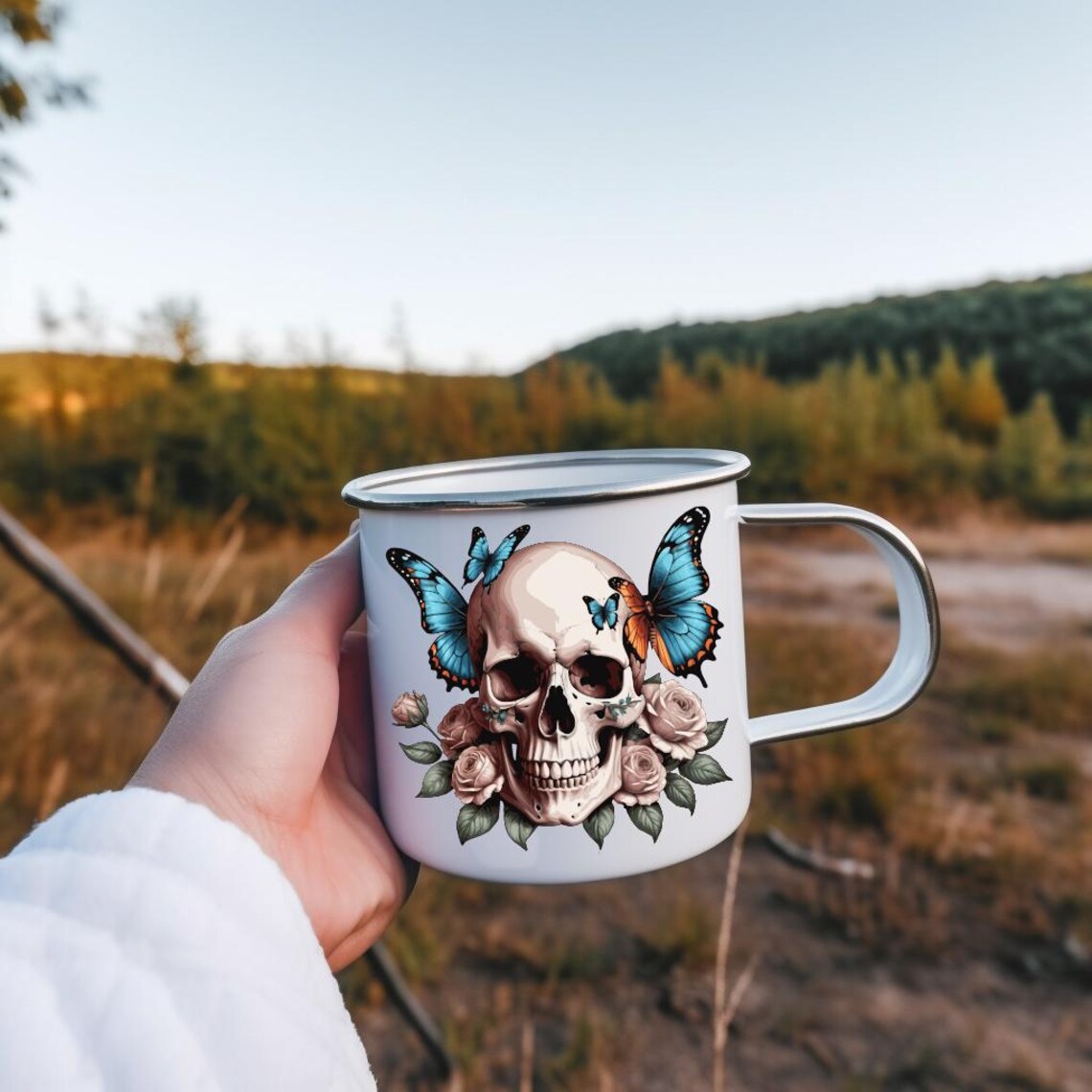 SKULL FLOWER Butterfly Occult Clipart Human Skull, Skull Print, Wiccan ...