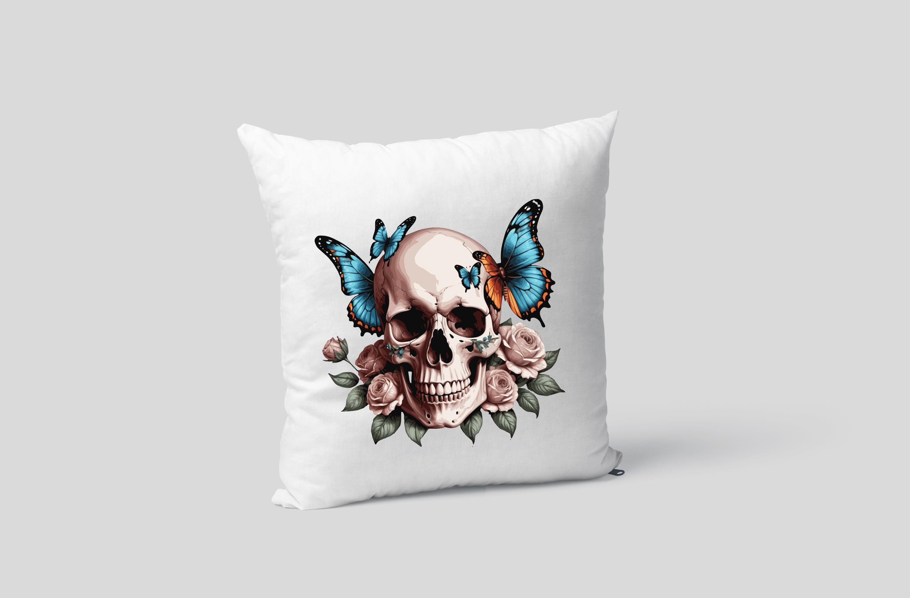 SKULL FLOWER Butterfly Occult Clipart Human Skull, Skull Print, Wiccan ...