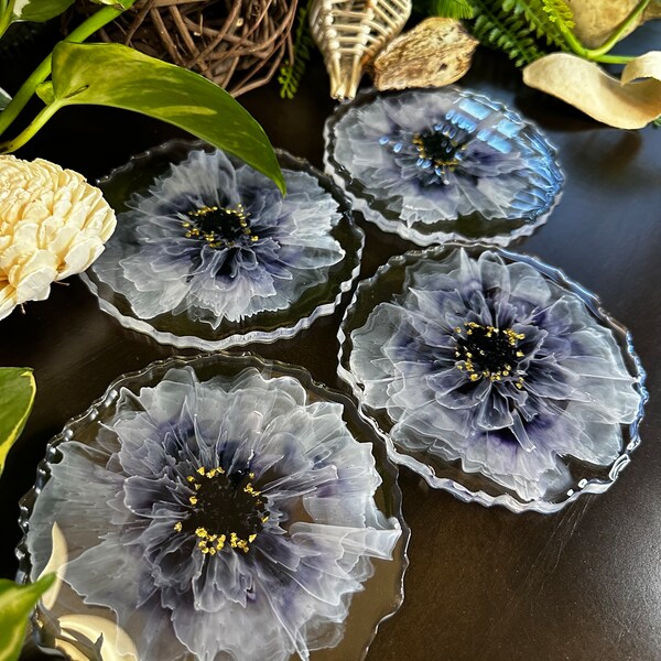 Resin Flower Coaster - Etsy Australia