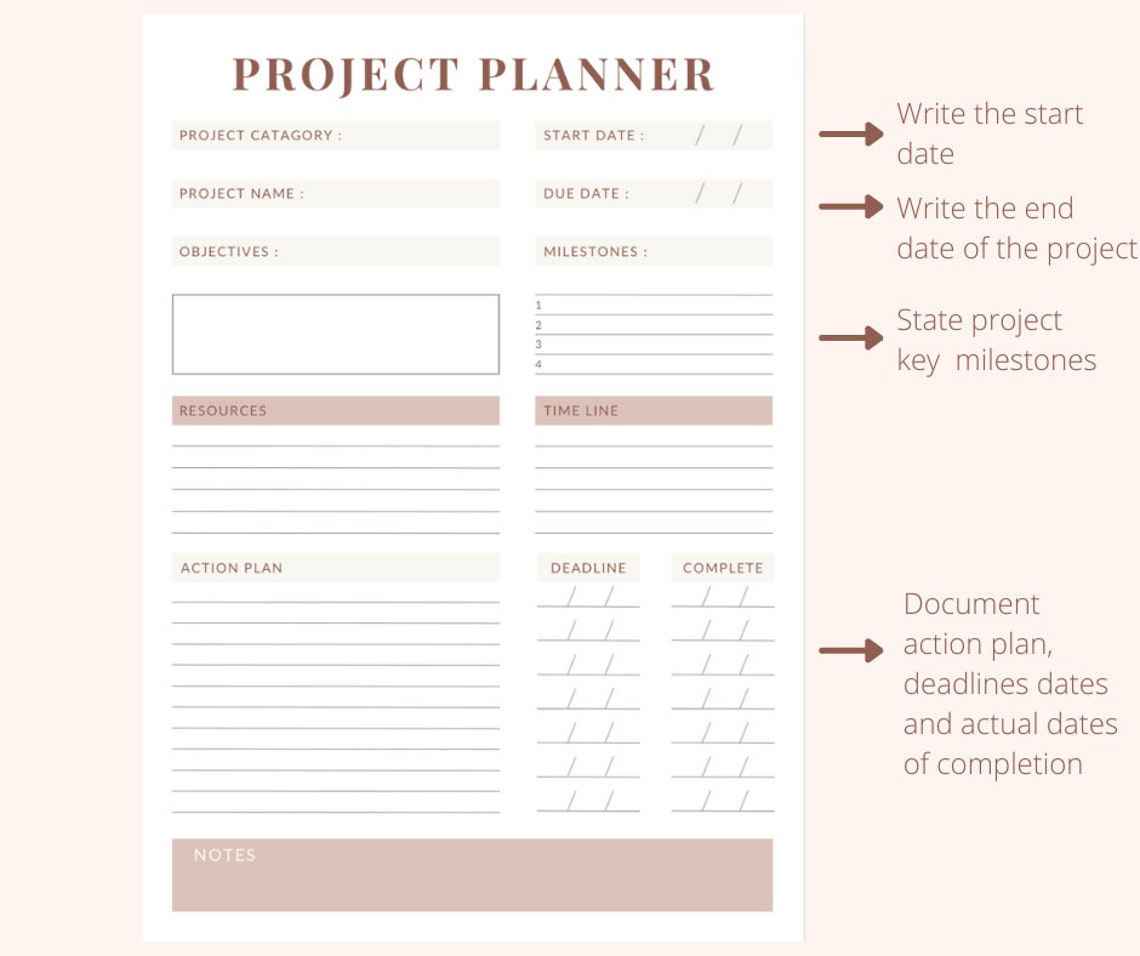 Project Planner Printable | Project Planner Template | Project Planner ...